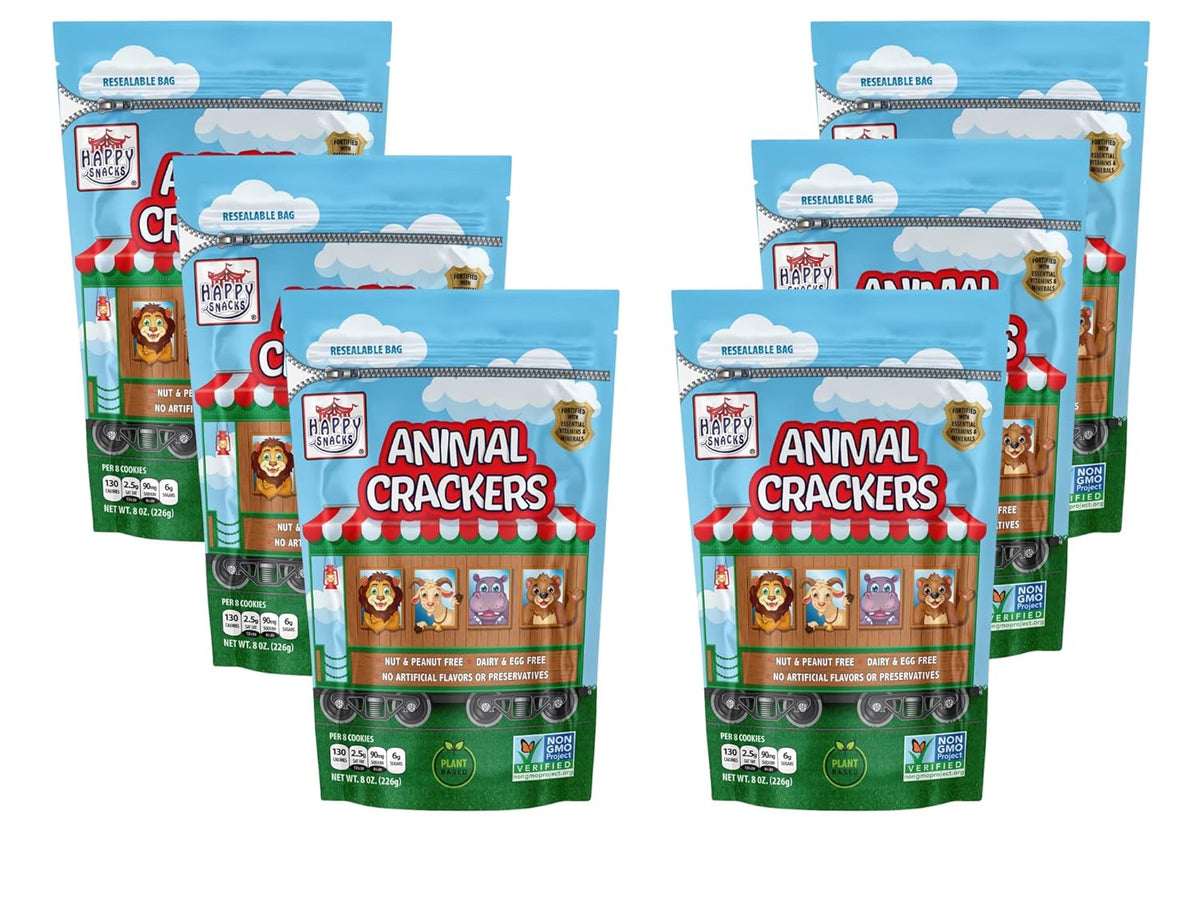 Happy Snacks Animal Crackers - Non GMO, Plant Based Ingredients, Anima ...